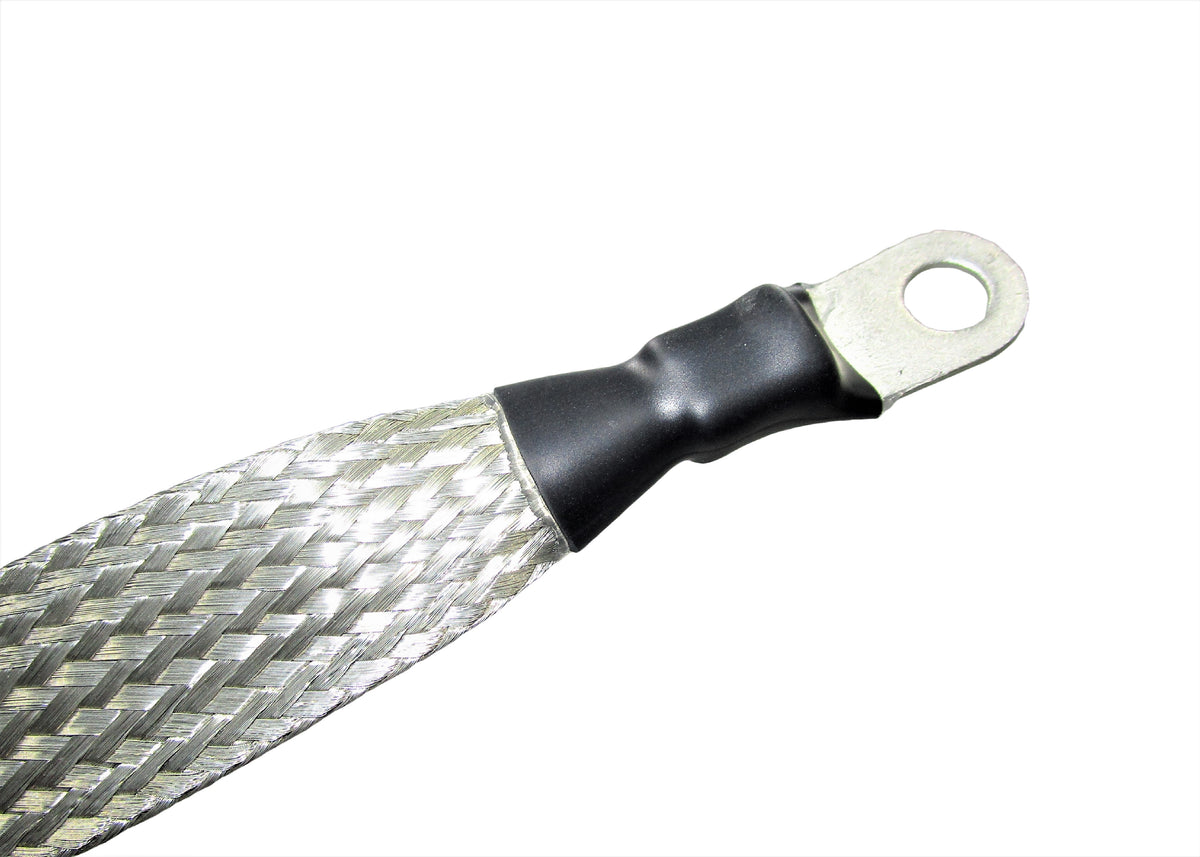 1/2" Flat Braided Tinned Cooper Ground Strap with Terminal Lugs ...
